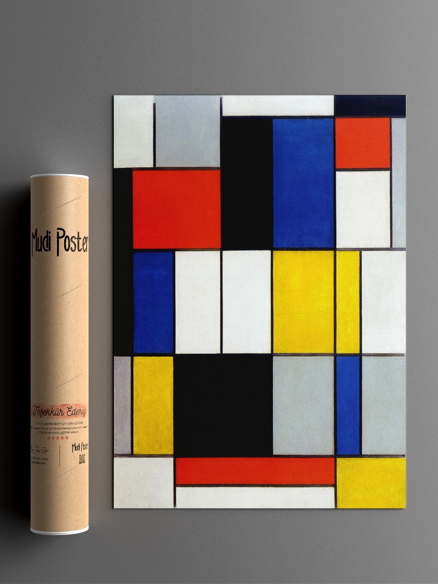 Piet Mondrian Composition Tablo Sanatsal Ünlü Ressam Poster Çerçevesiz ...